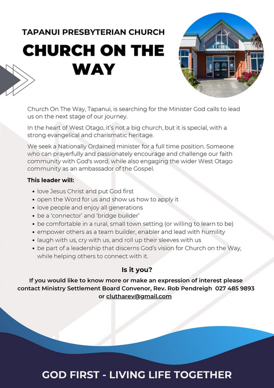 Vacancy - Tapanui Presbyterian Church | Southern Presbyterians